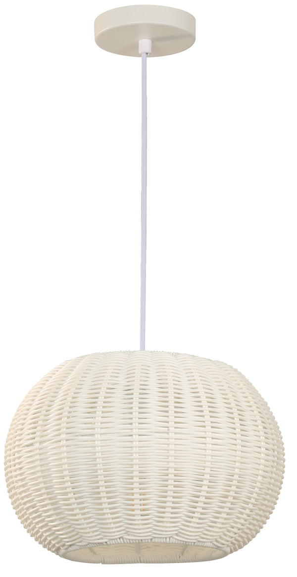1-Light Hanging Lamp – White Finish – Halo Lighting